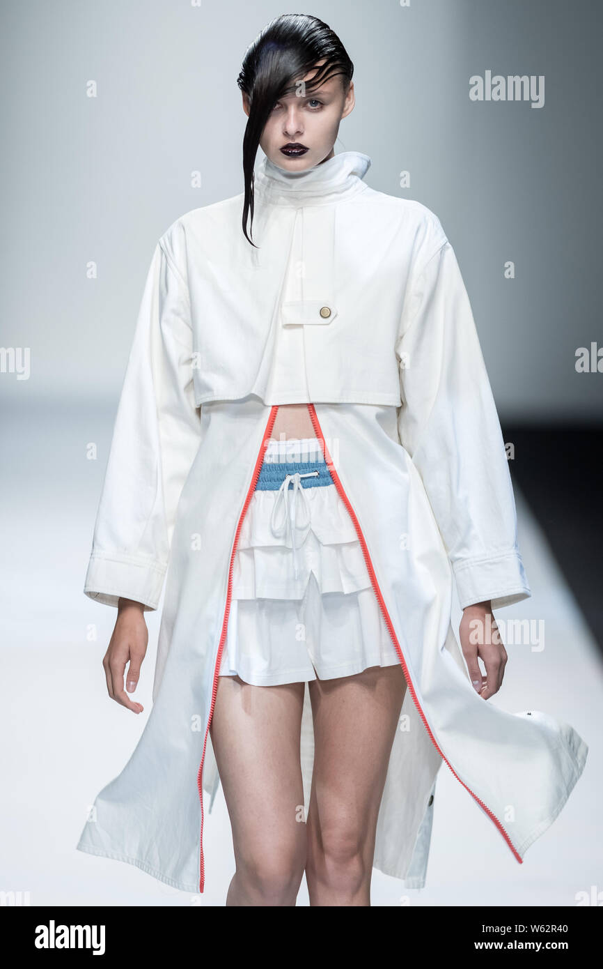 A model displays a new creation at the fashion show of DEVIL BEAUTY ...