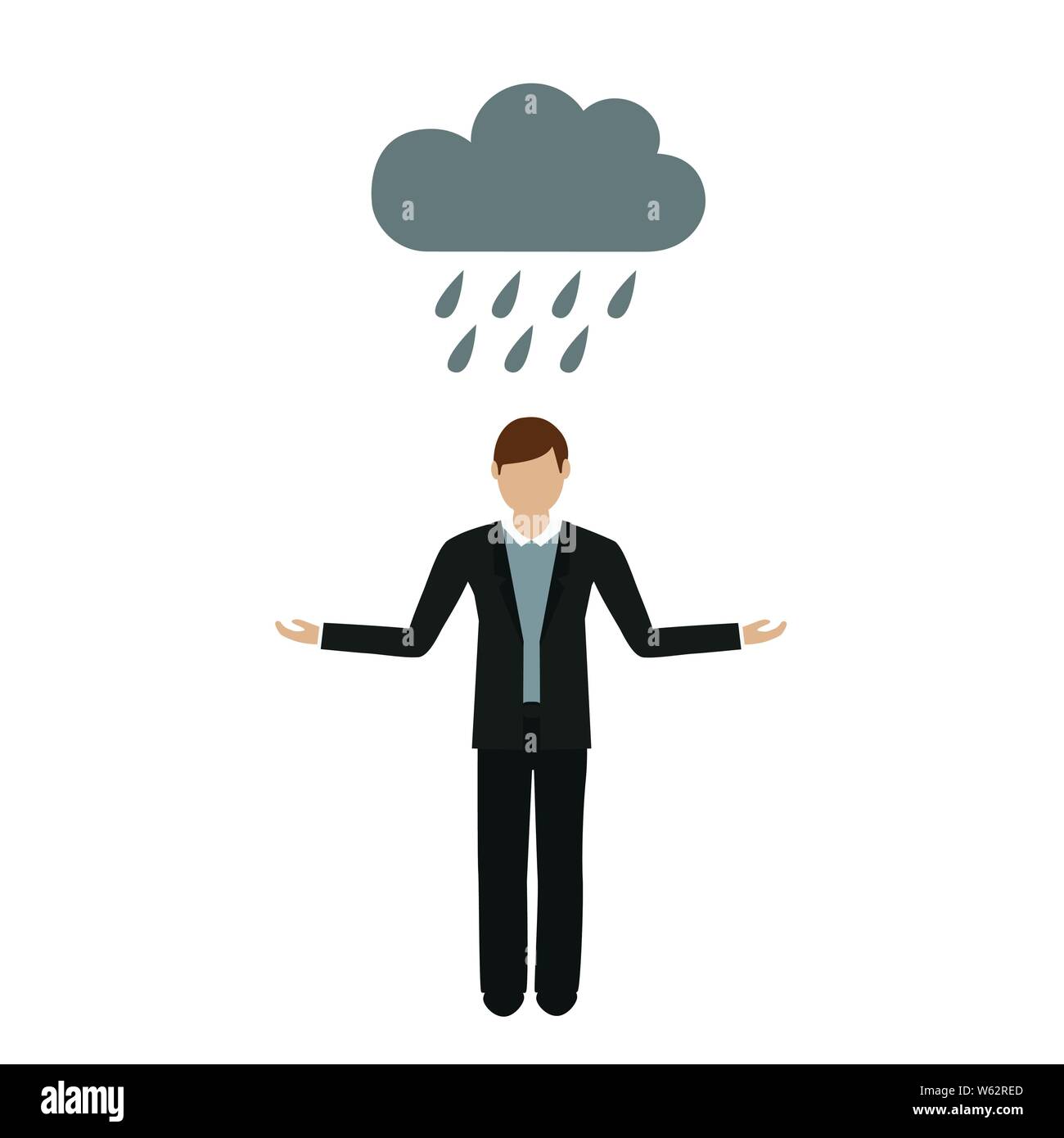 business man stands in rain under a cloud vector illustration EPS10 ...