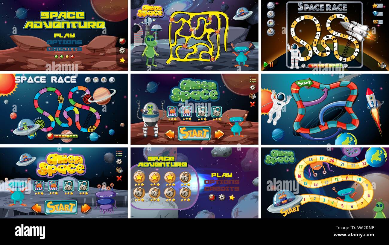Set of space games illustration Stock Vector Image & Art - Alamy