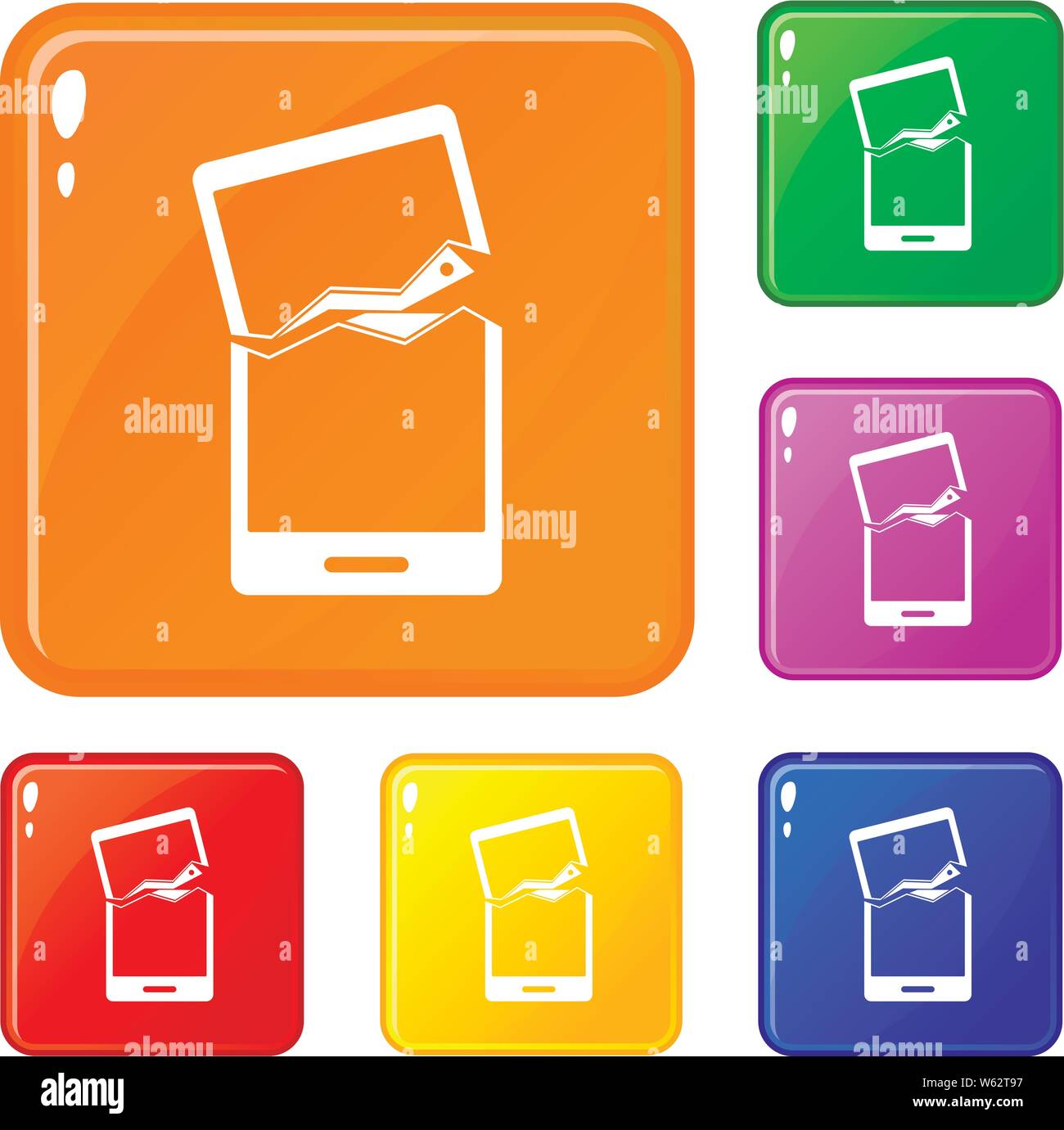 Broken phone icons set vector color Stock Vector Image & Art - Alamy