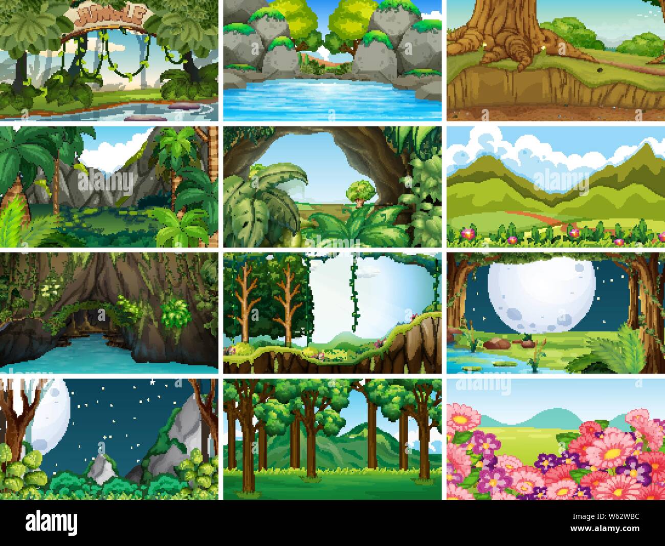 Empty, blank landscape nature scenes illustration Stock Vector Image ...