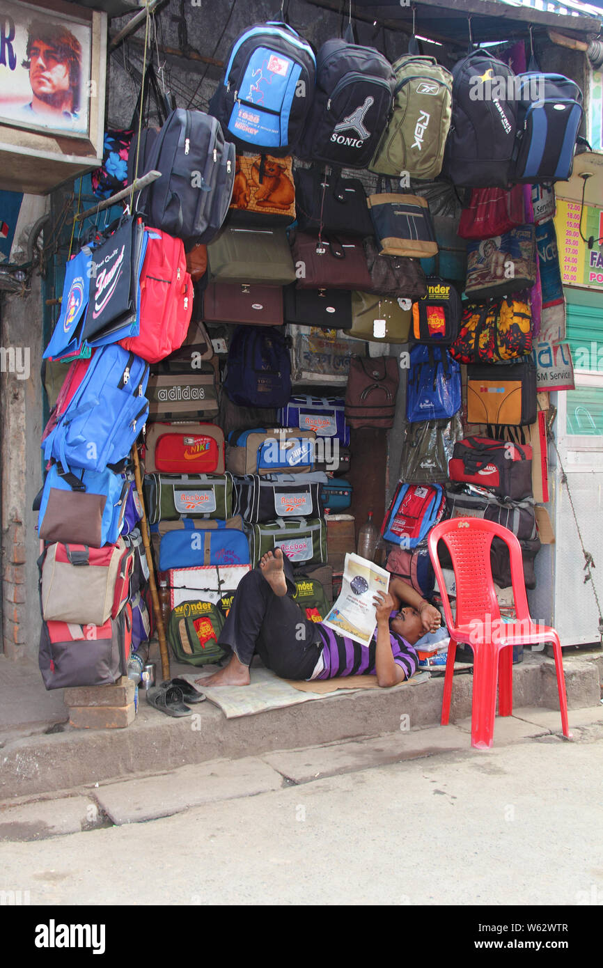 Bags at a market stall Stock Photo - Alamy