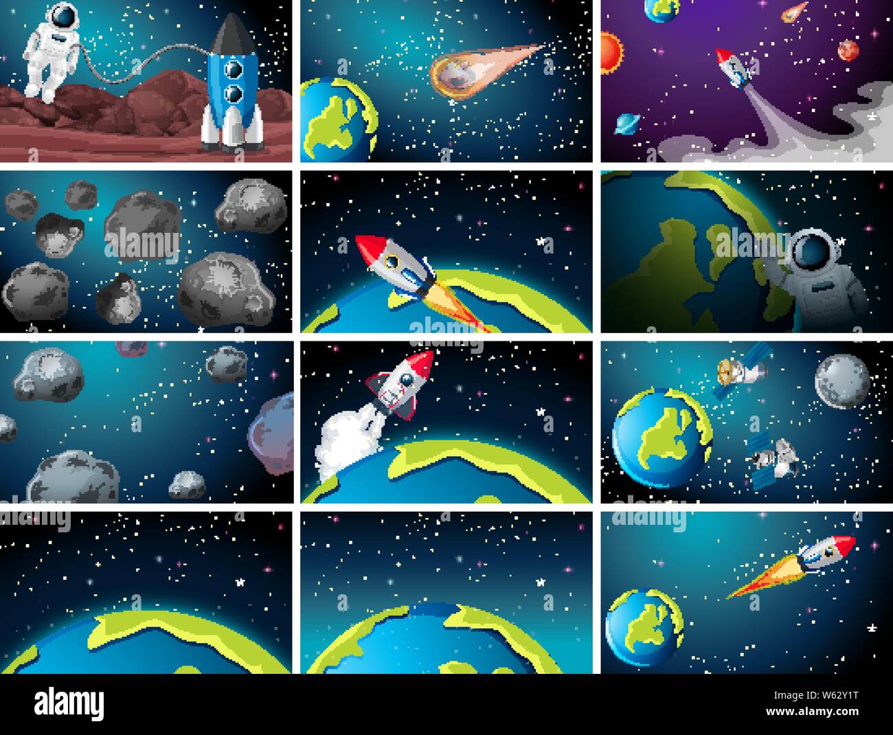Huge space scene set illustration Stock Vector Image & Art - Alamy