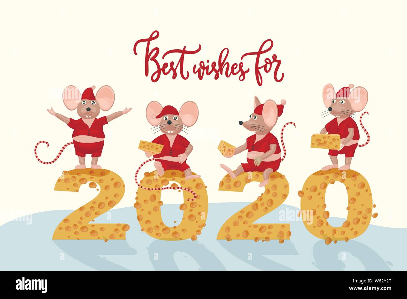 Christmas vector mouse postcard. Cartoon illustration. 2020 New Year ...