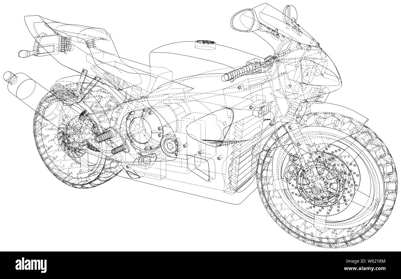 Sport motorcycle technical wire-frame. EPS10 format. Vector created of ...