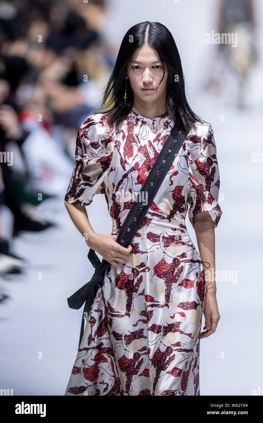 A model displays a new creation at the fashion show of IMMI during the ...