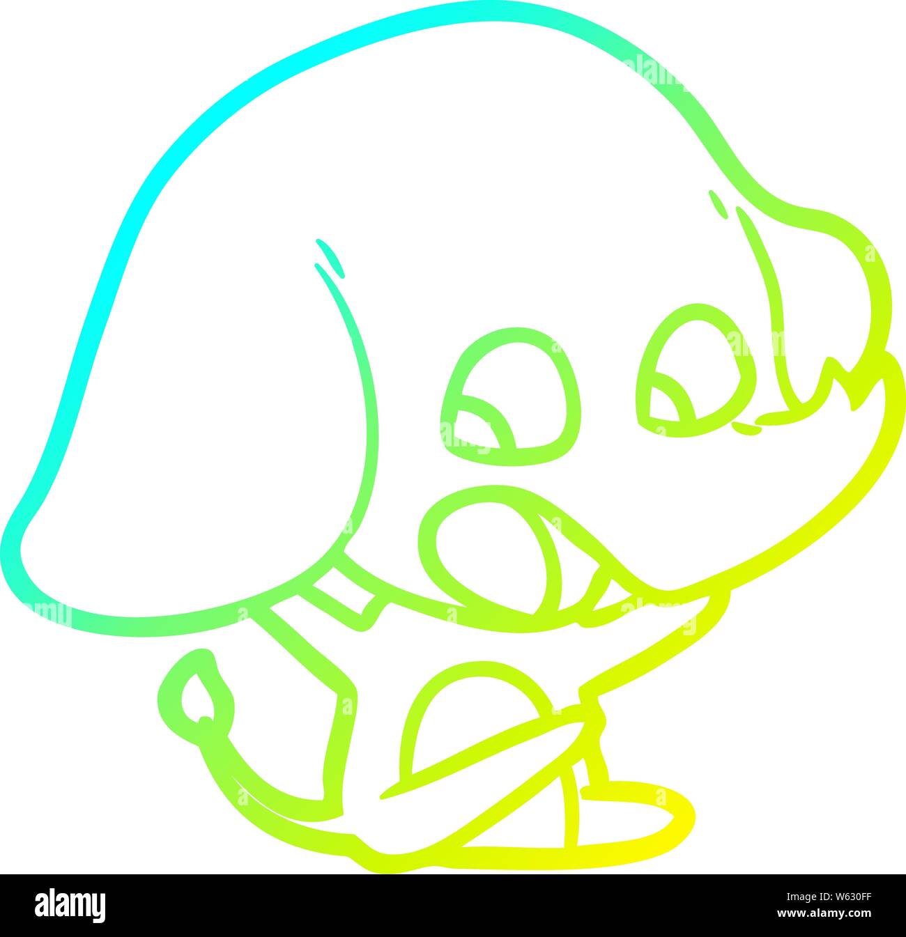 cold gradient line drawing of a cute cartoon elephant Stock Vector ...