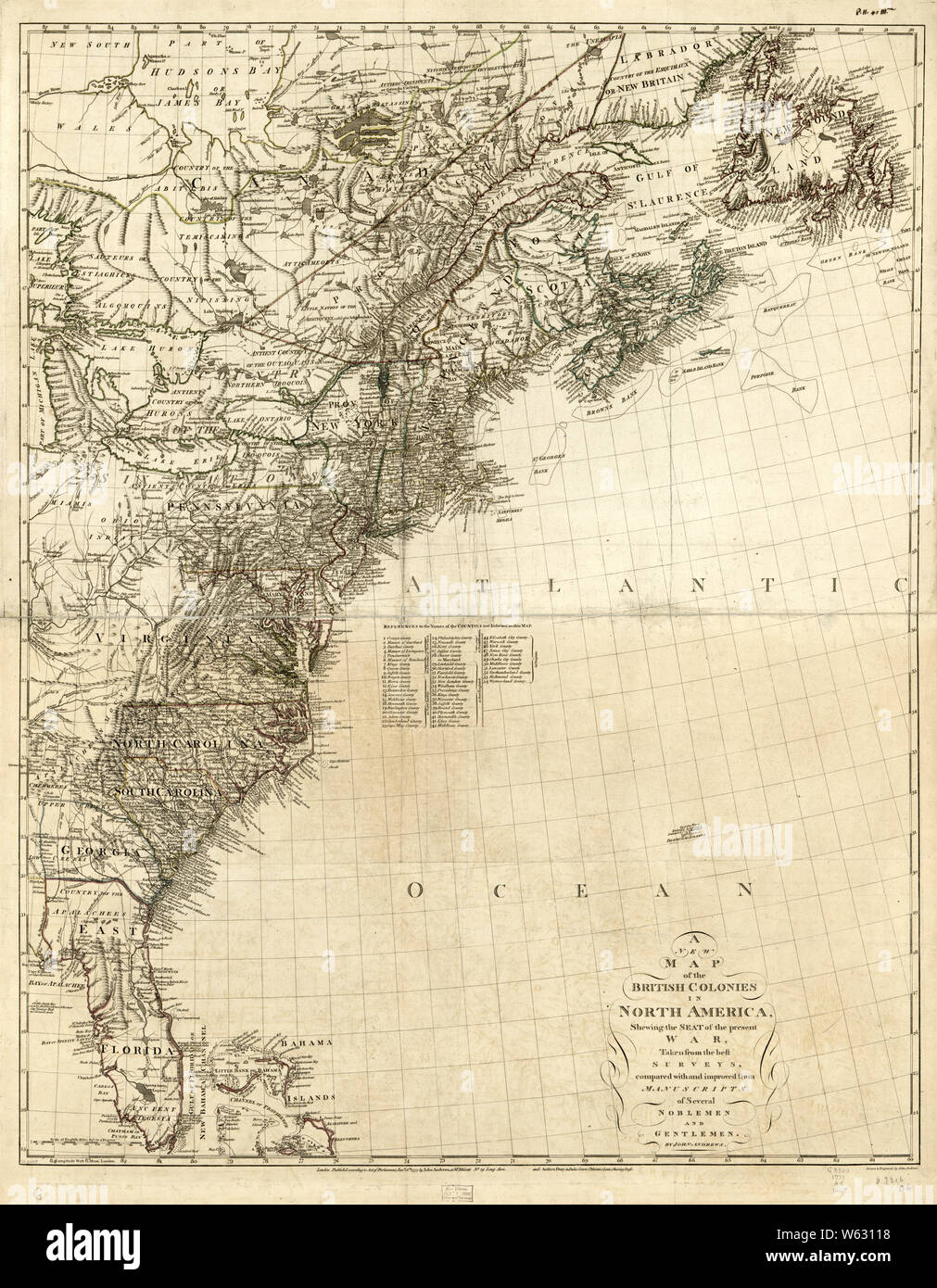 North american british colonies map hi-res stock photography and images ...