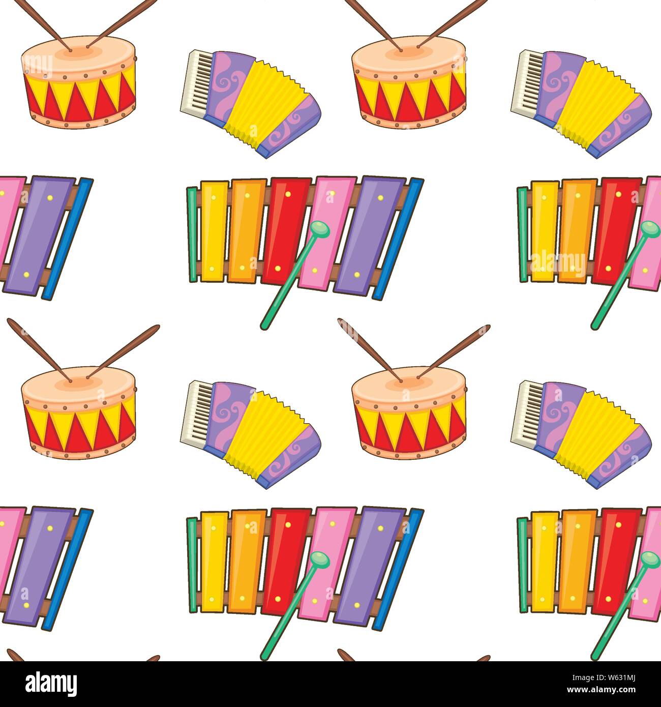 Seamless pattern tile cartoon with music theme illustration Stock ...