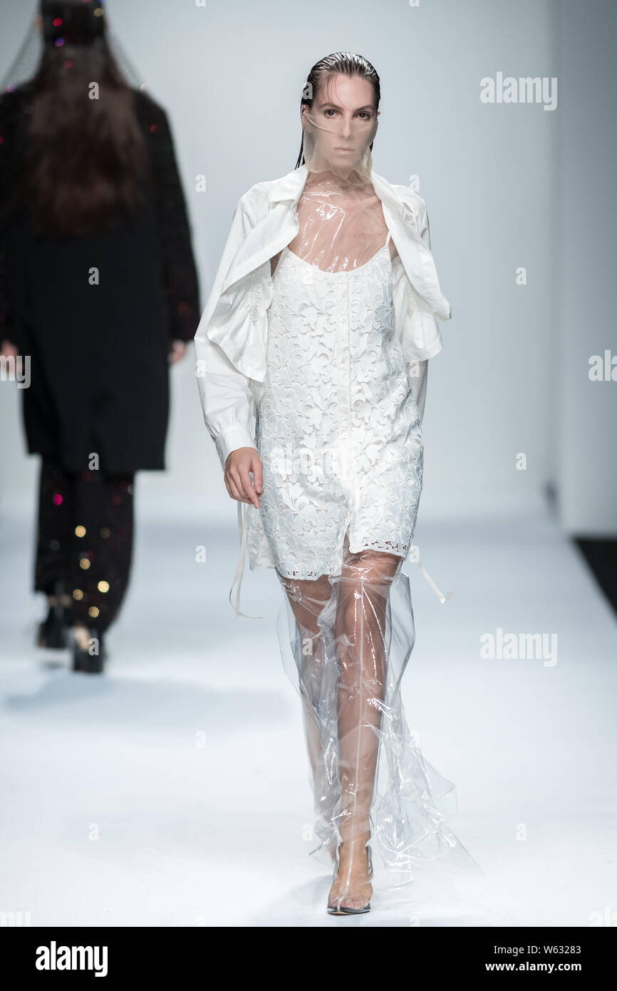 A model displays a new creation at the fashion show of DEVIL BEAUTY ...