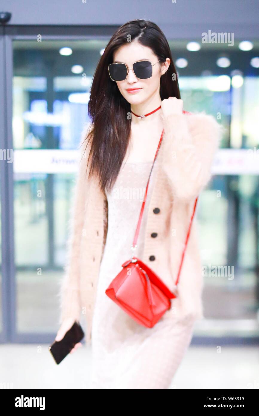 Chinese supermodel He Sui arrives at the Shanghai Hongqiao ...