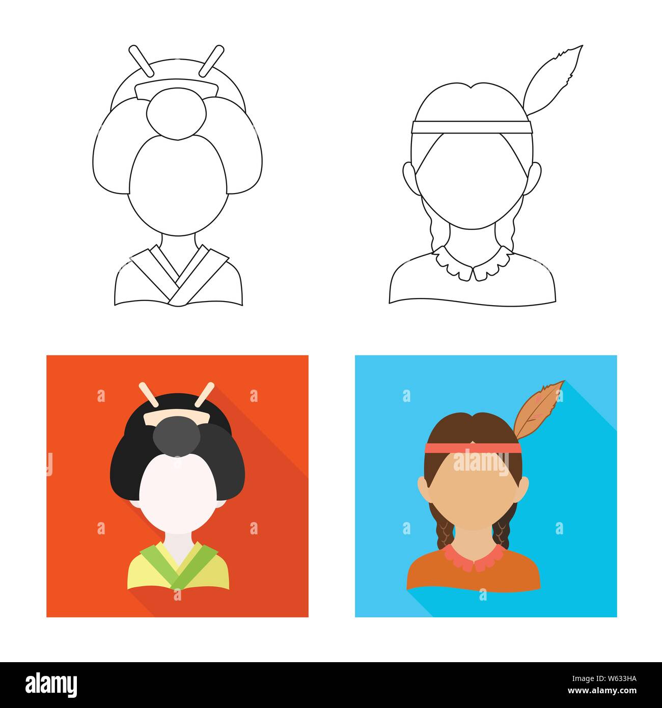 Vector illustration of imitator and resident icon. Collection of ...