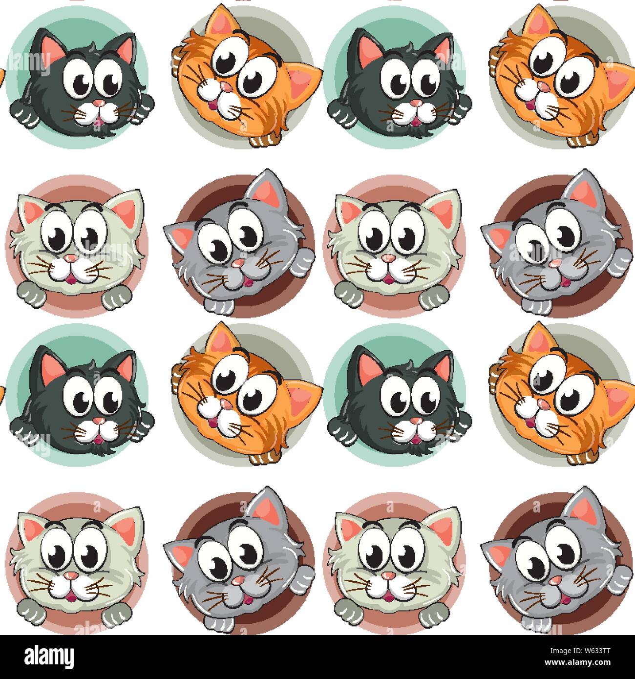 Seamless pattern tile cartoon with cats illustration Stock Vector Image ...
