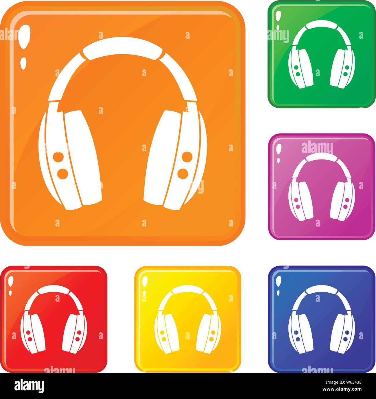 Headphones icons set vector color Stock Vector Image & Art - Alamy