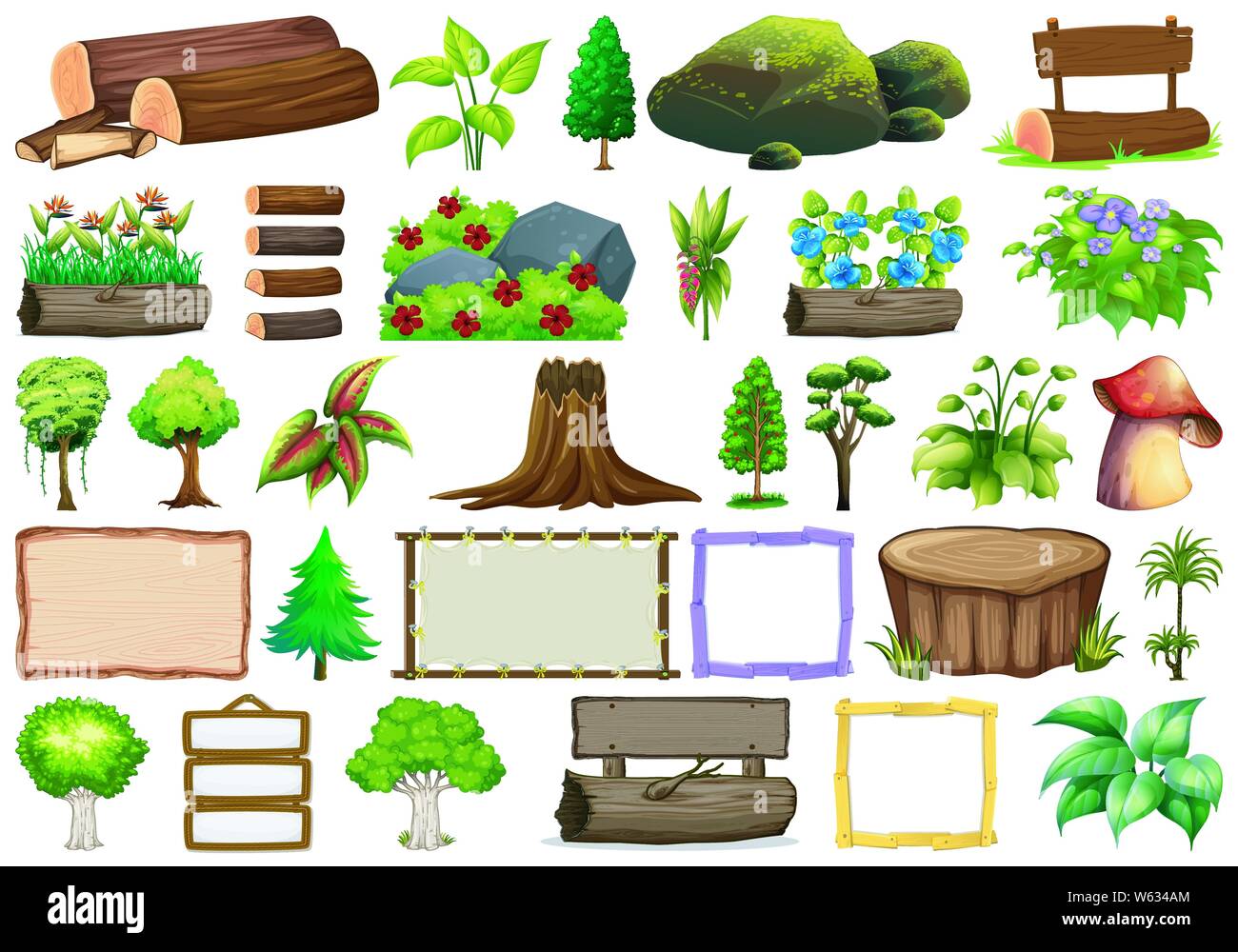 Set of nature objects illustration Stock Vector Image & Art - Alamy