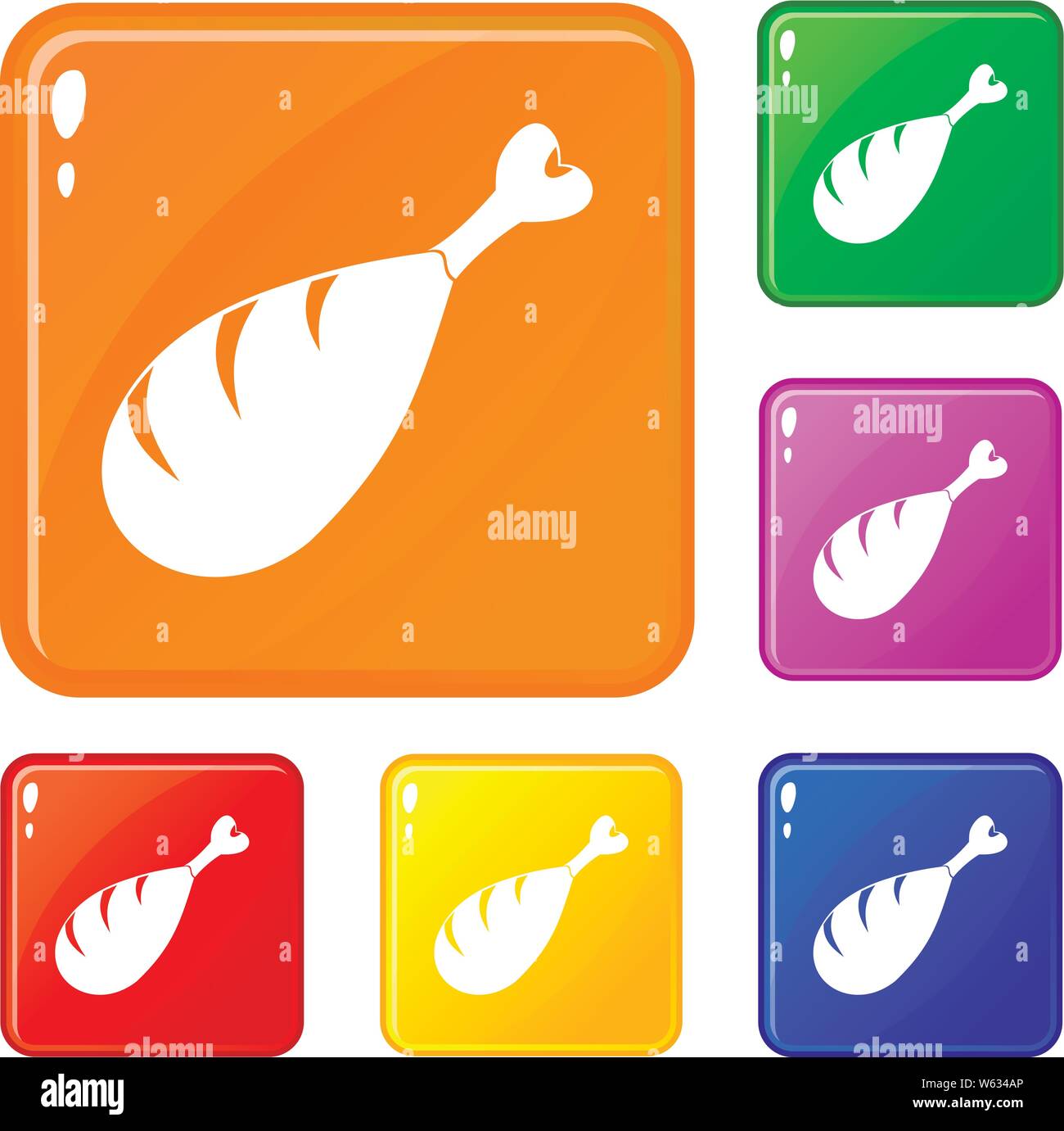 Meat on the bone icons set vector color Stock Vector Image & Art - Alamy