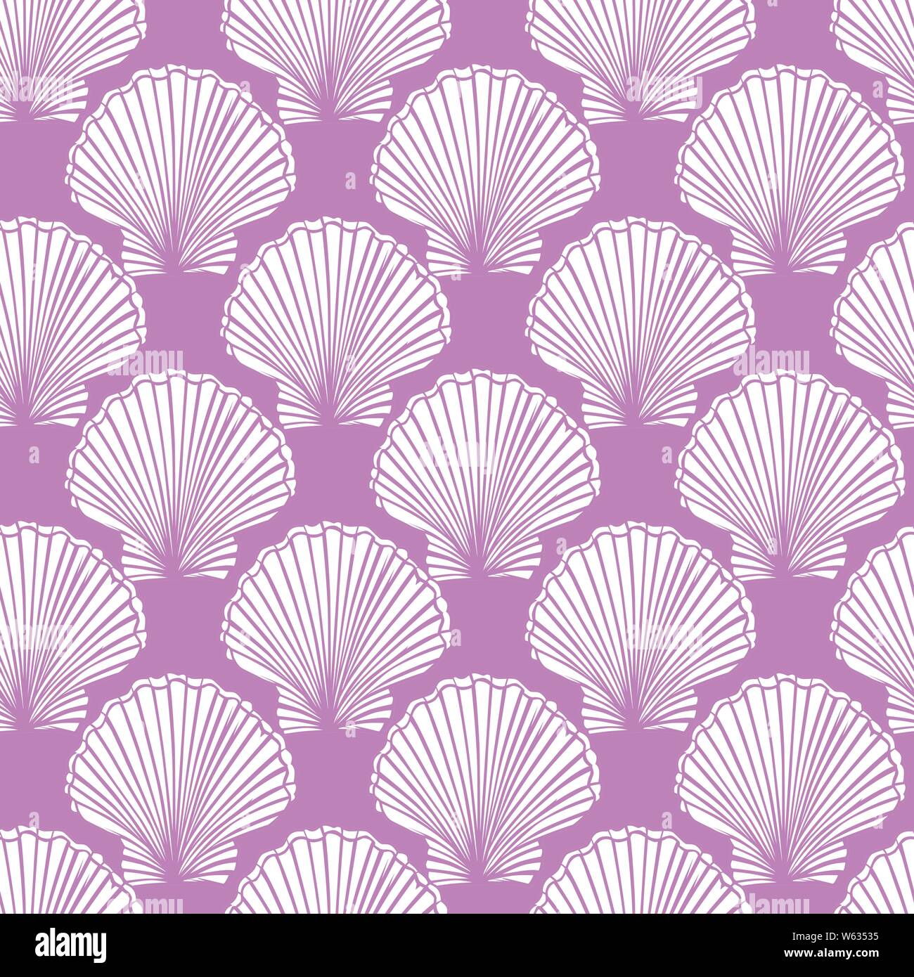 Vector purple and white seashells repeat pattern. Suitable for gift ...