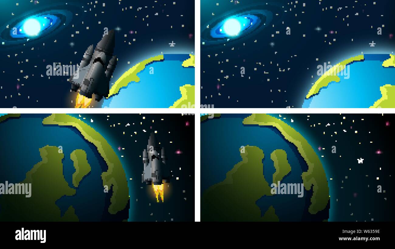 Set of space scenes illustration Stock Vector Image & Art - Alamy