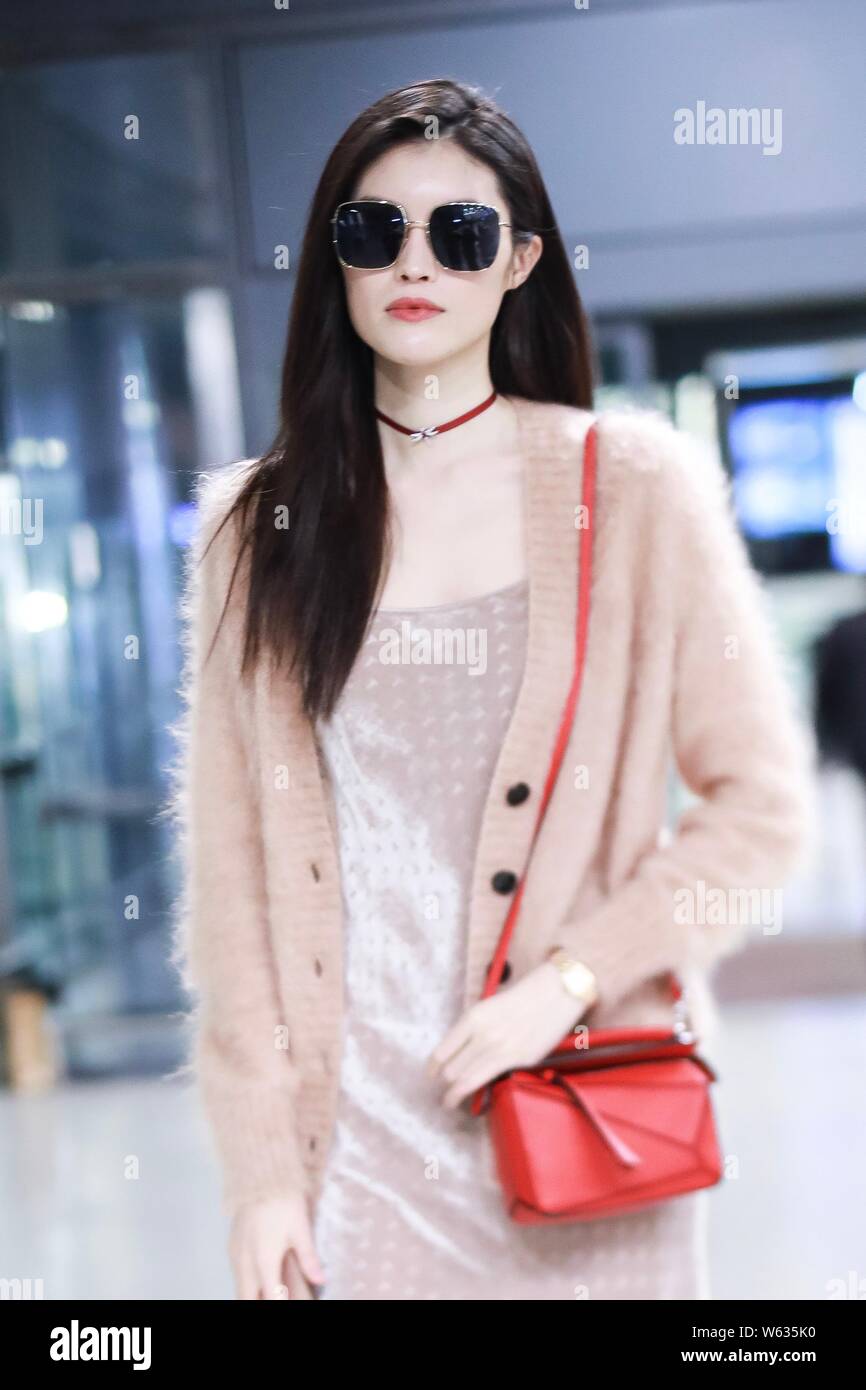 Chinese supermodel He Sui arrives at the Shanghai Hongqiao ...
