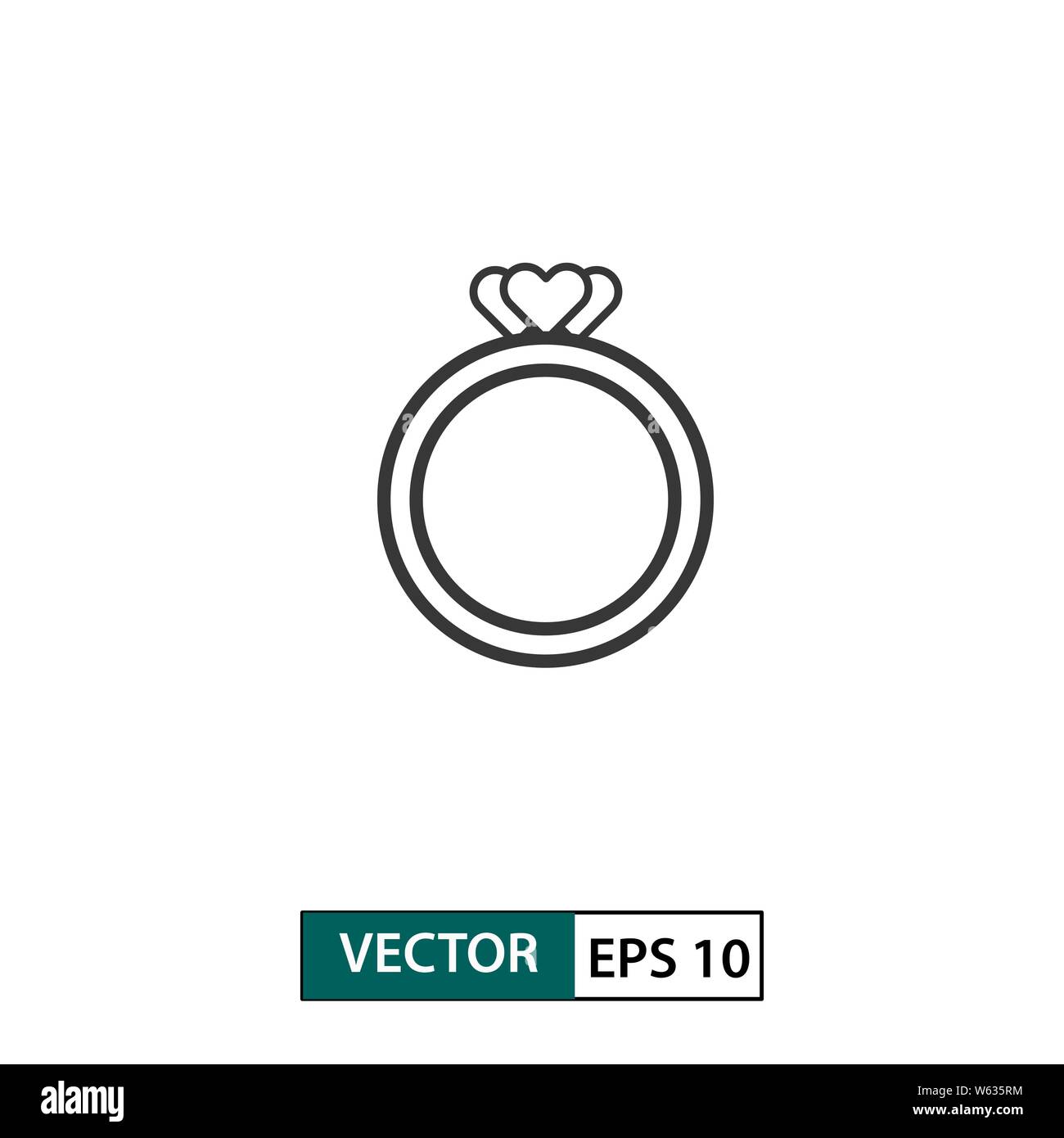 Ring love icon. Outline style. Isolated on white background. Vector ...