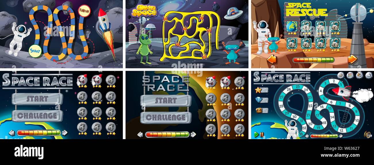 Set of space games illustration Stock Vector Image & Art - Alamy
