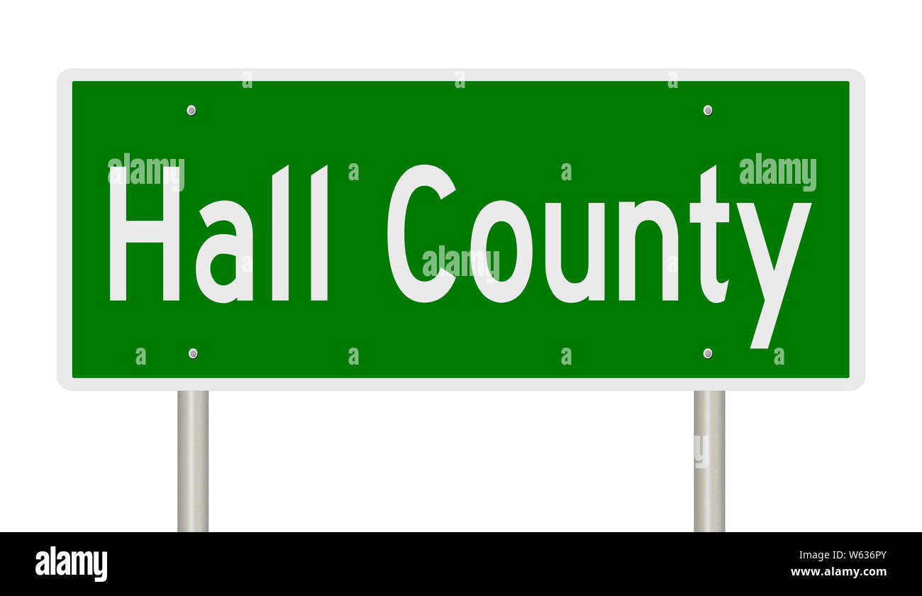 Rendering of a green highway sign for Hall County Stock Photo - Alamy