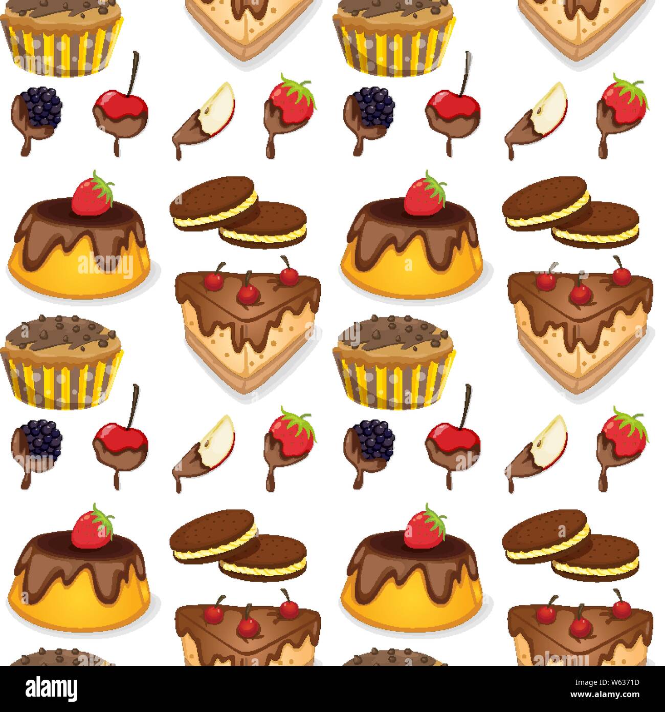 Seamless pattern tile cartoon with desserts illustration Stock Vector ...