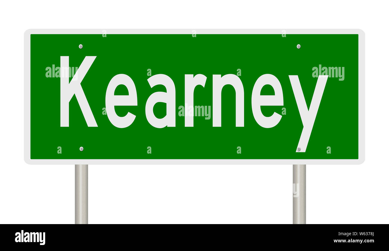 Rendering of a green highway sign for Kearney Nebraska Stock Photo - Alamy