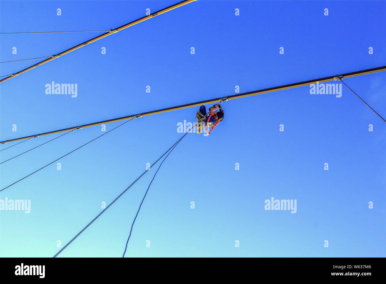 "Spider-Man" workers check on Guangdong's longest glass-bottomed bridge ...
