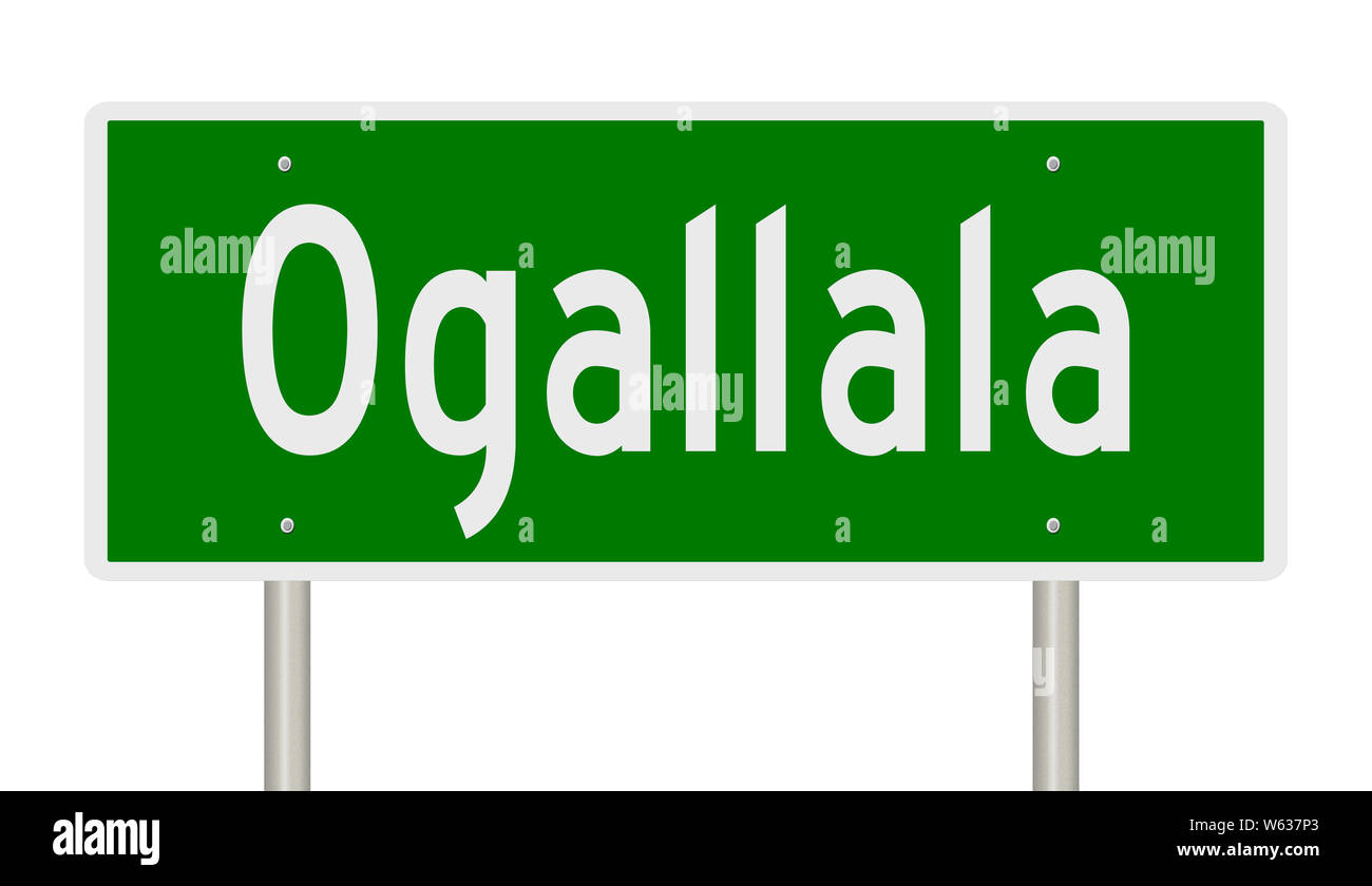 Rendering of a green highway sign for Ogallala Nebraska Stock Photo - Alamy