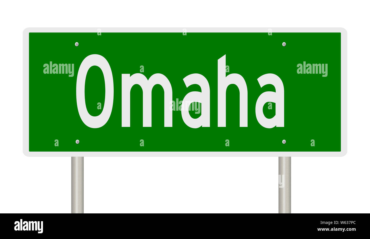 Rendering of a green highway sign for Omaha Nebraska Stock Photo - Alamy