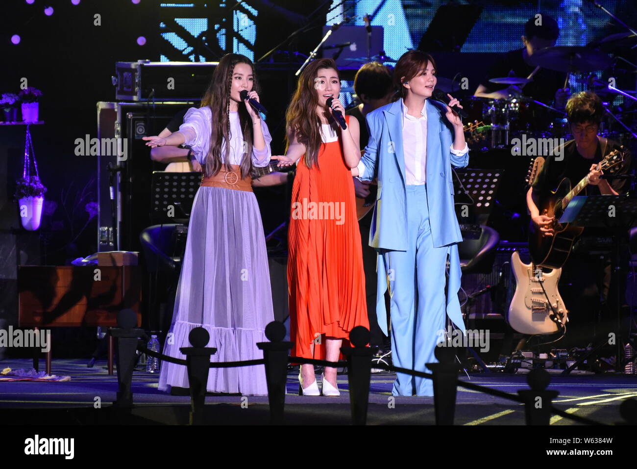 (From left) Hebe Tien Fu-chen, Selina Jen Chia-hsuan and Ella Chen Chia-hwa of Taiwanese girl ...
