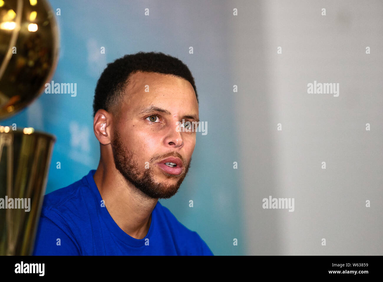 NBA star Stephen Curry of Golden State Warriors is pictured at an ...