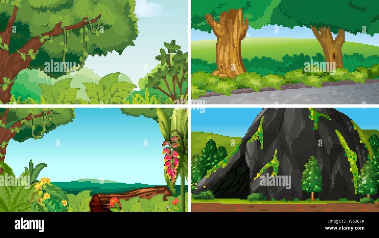 Empty, blank landscape nature scenes illustration Stock Vector Image ...