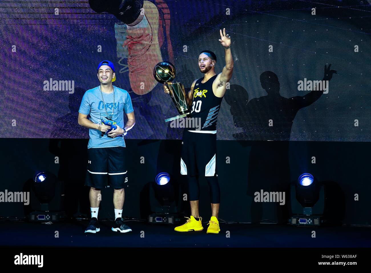 NBA star Stephen Curry of Golden State Warriors attends a fan meeting ...