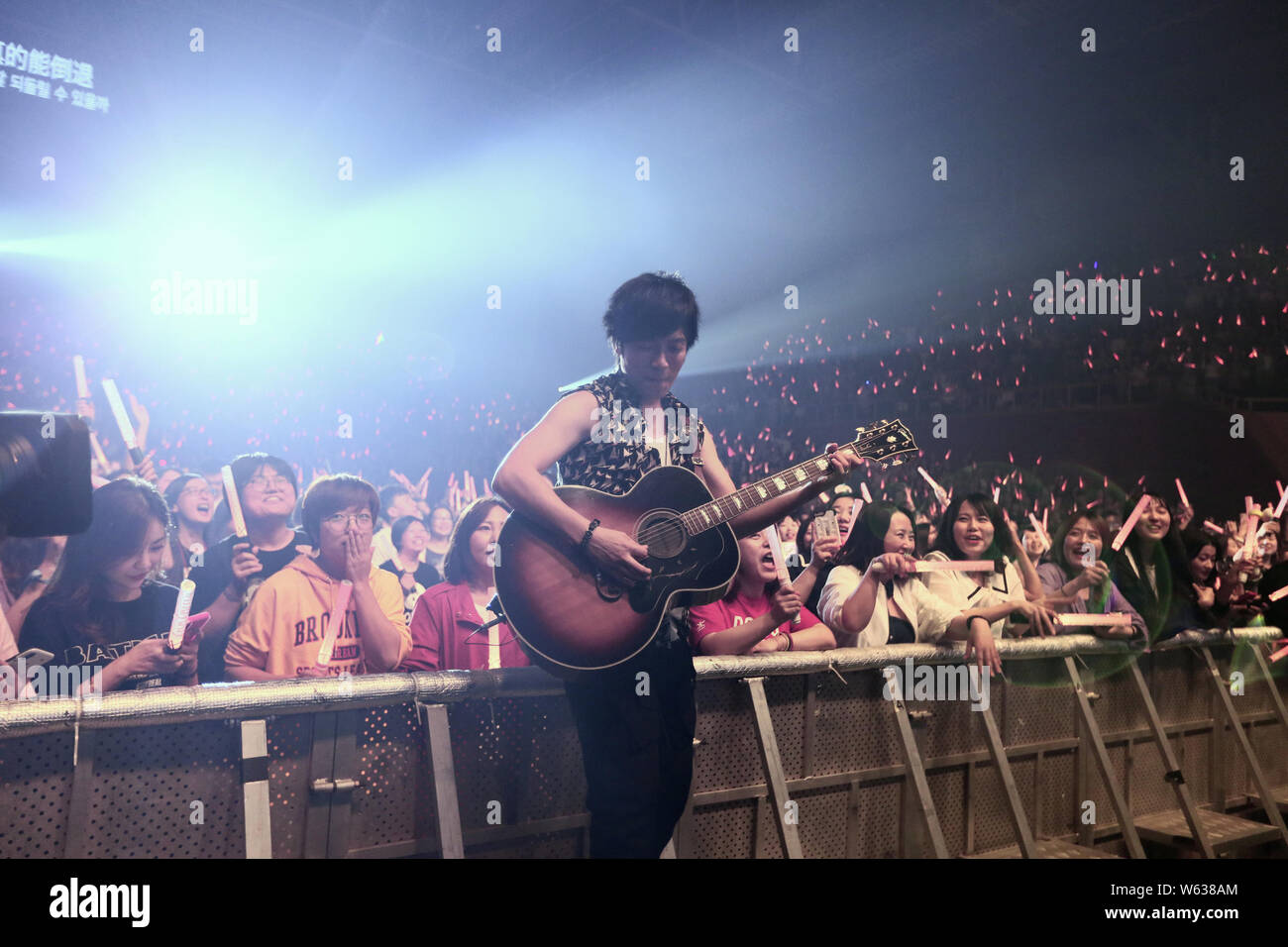 Monster (Eugene Wen or Wen Shang-yi) of Taiwanese rock band Mayday performs at the Life Tour ...