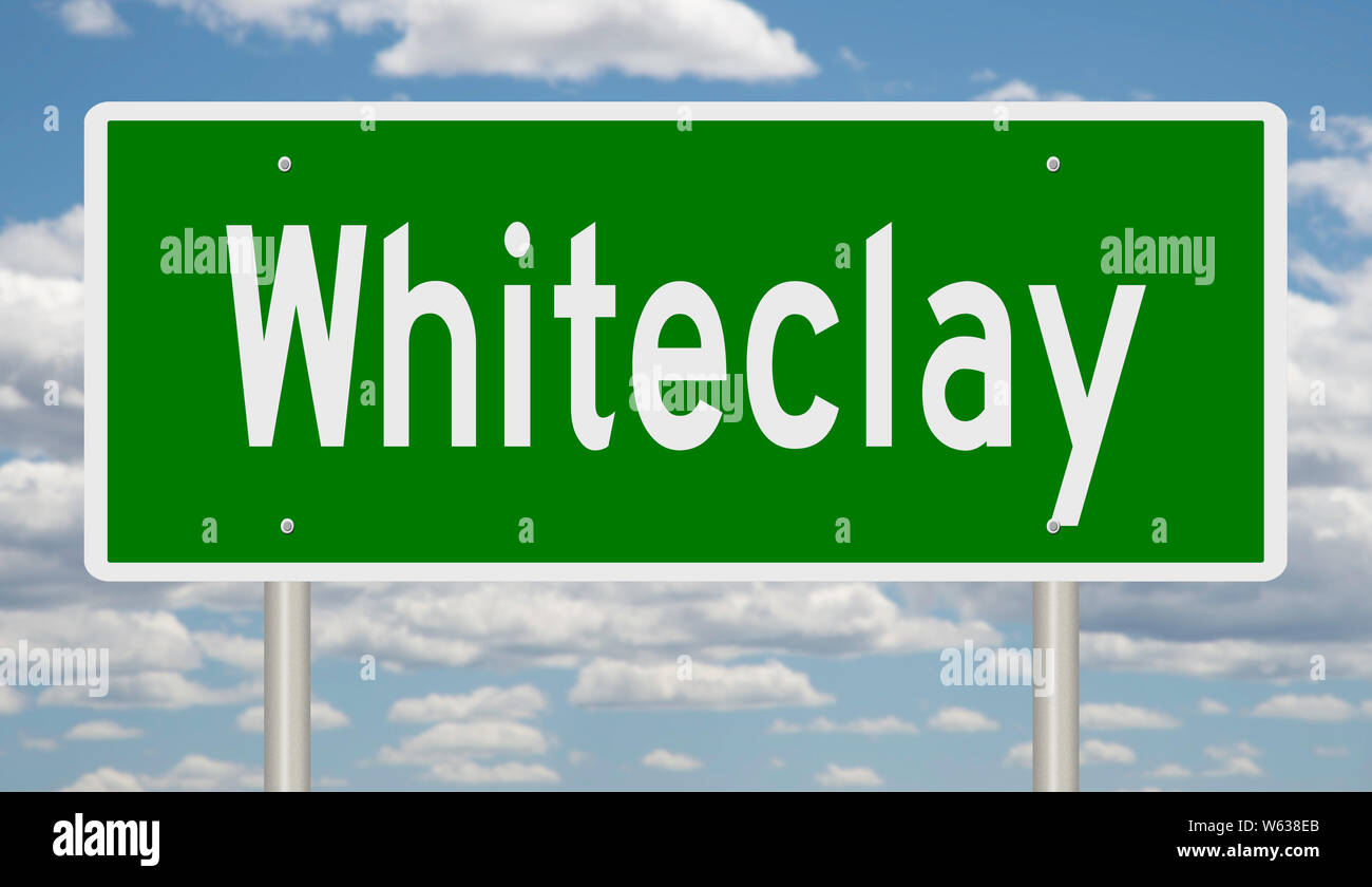 Rendering of a green highway sign for Whiteclay Nebraska Stock Photo ...
