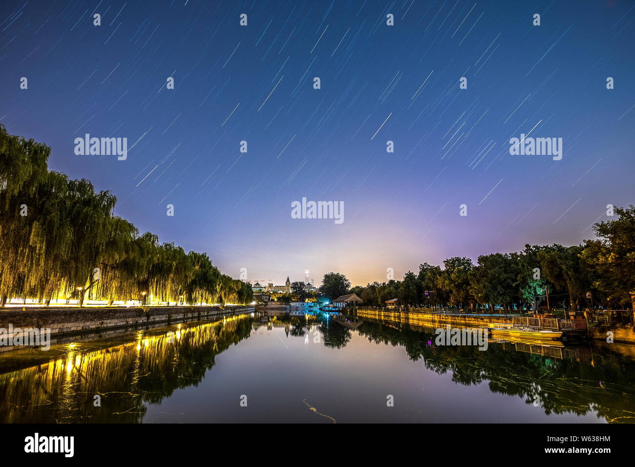 Scenery of the starry sky above the Palace Museum, also known as the ...