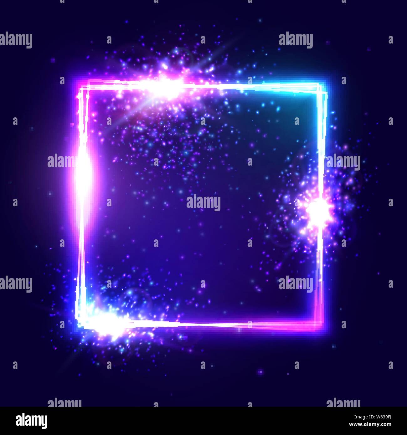 3d neon sign. Square shape celebration background Stock Vector Image ...