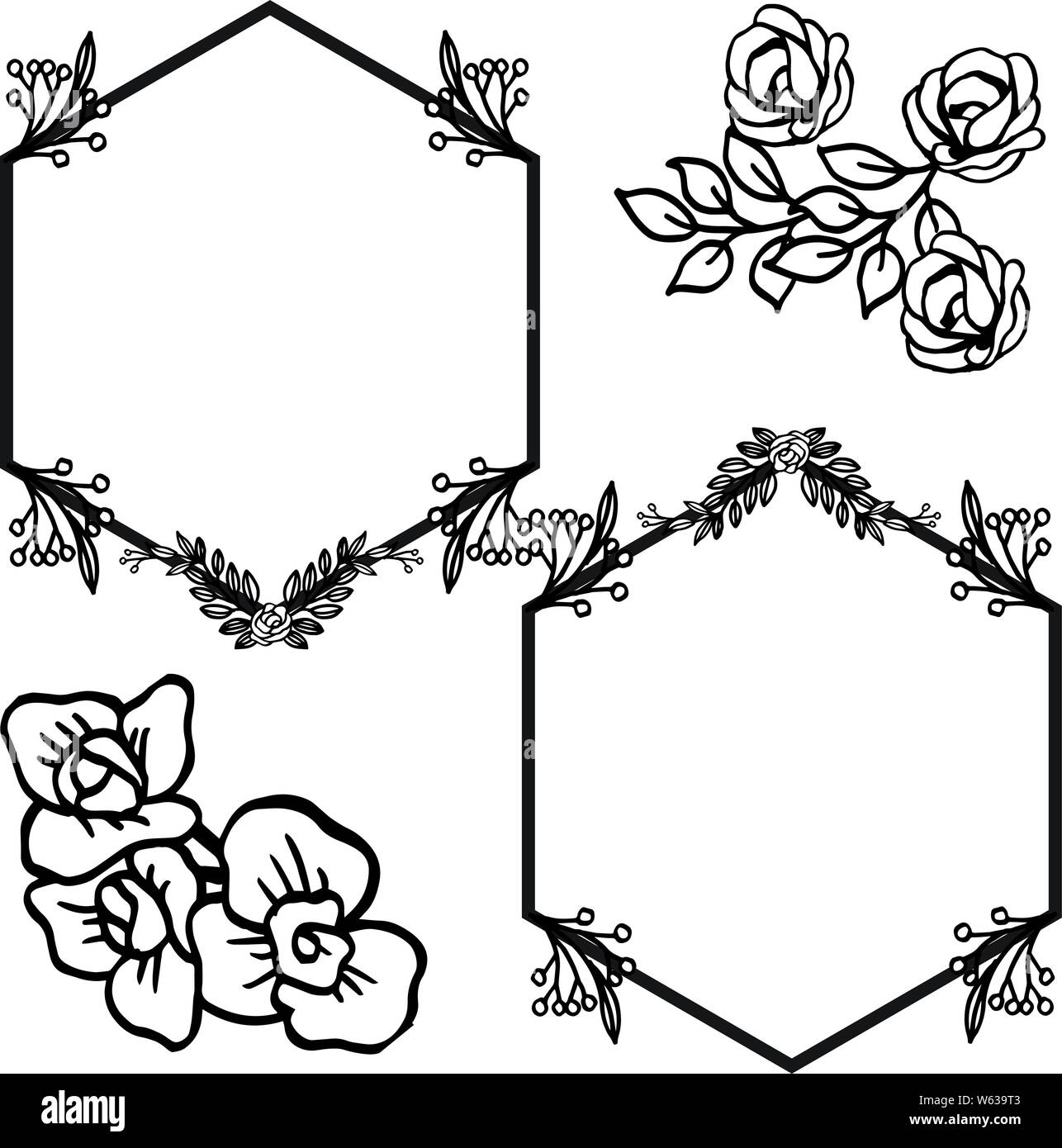 Motif for border of leaves flower frame. Vector illustration Stock ...