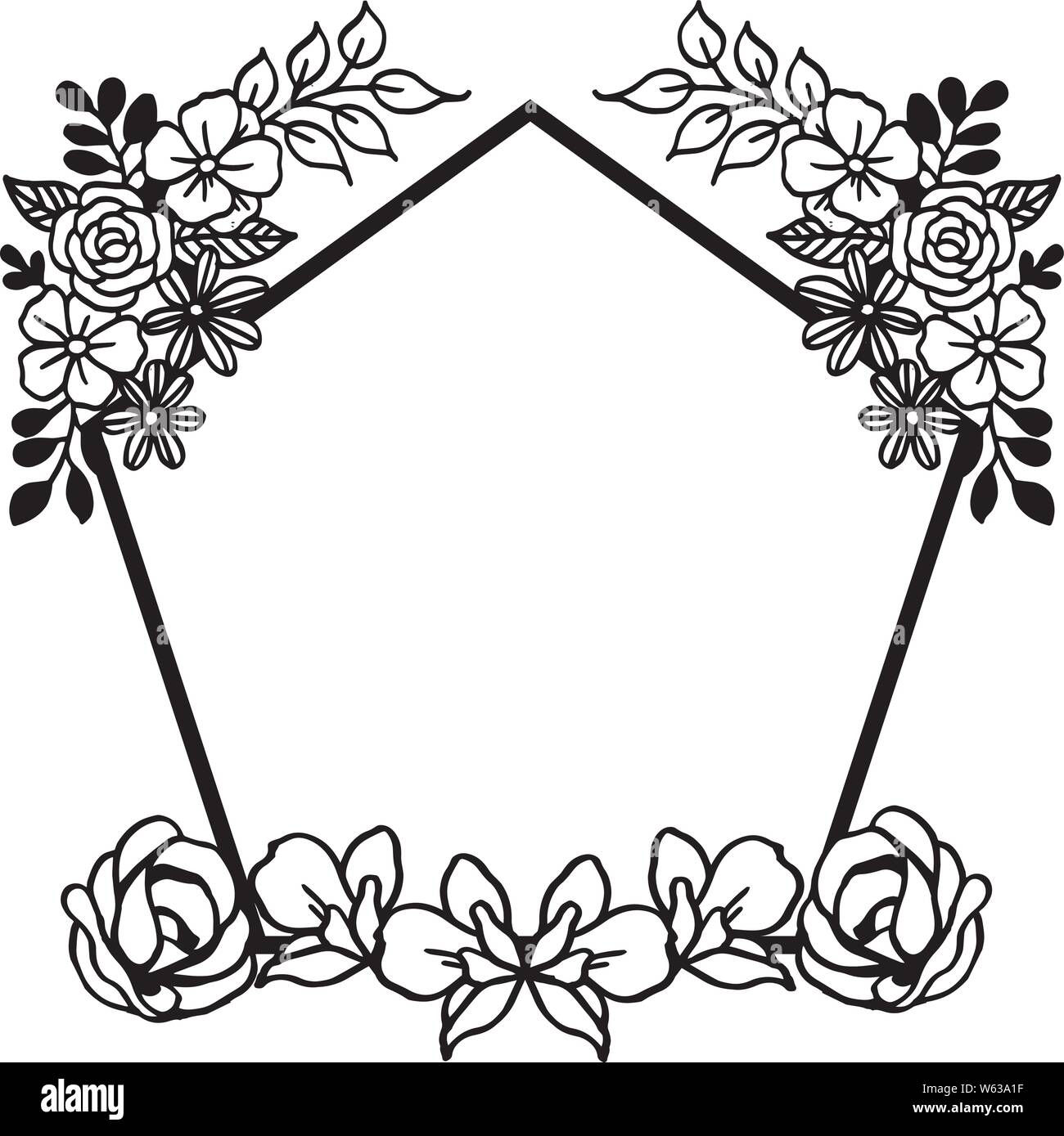 Template design with ornate of foliage and flower frame. Vector ...