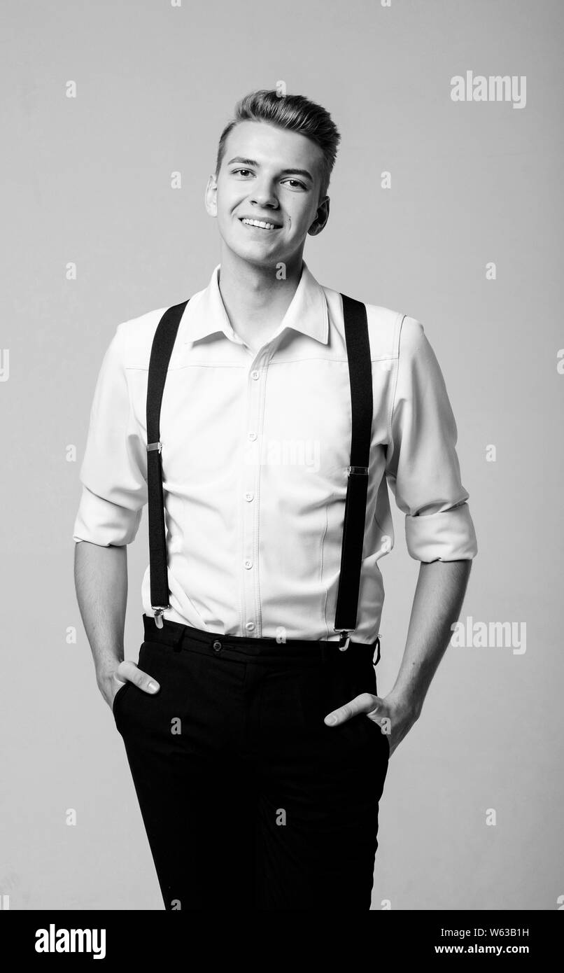 Funny guy in trendy Black and White Stock Photos & Images - Alamy