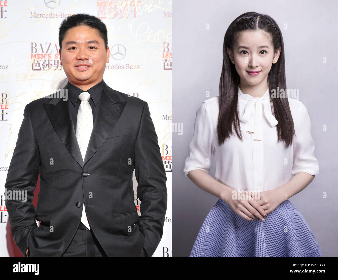 --FILE--This composite photo shows Richard Liu Qiangdong, left, Chairman and CEO of online ...