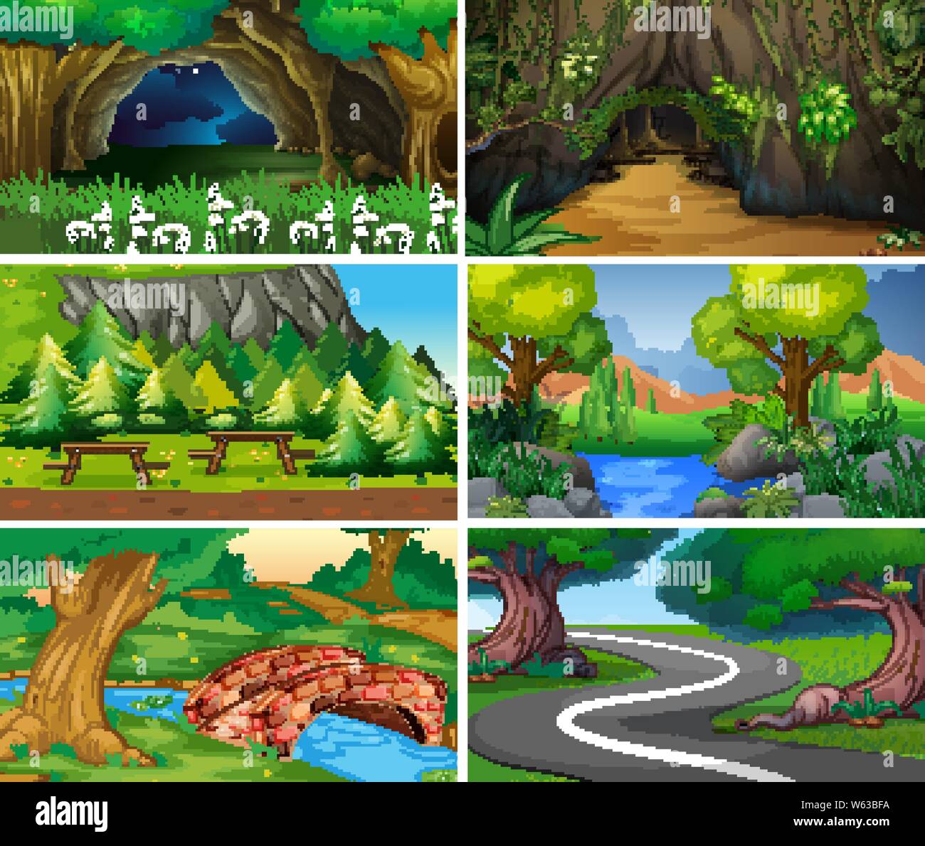 Empty, blank landscape nature scenes illustration Stock Vector Image ...