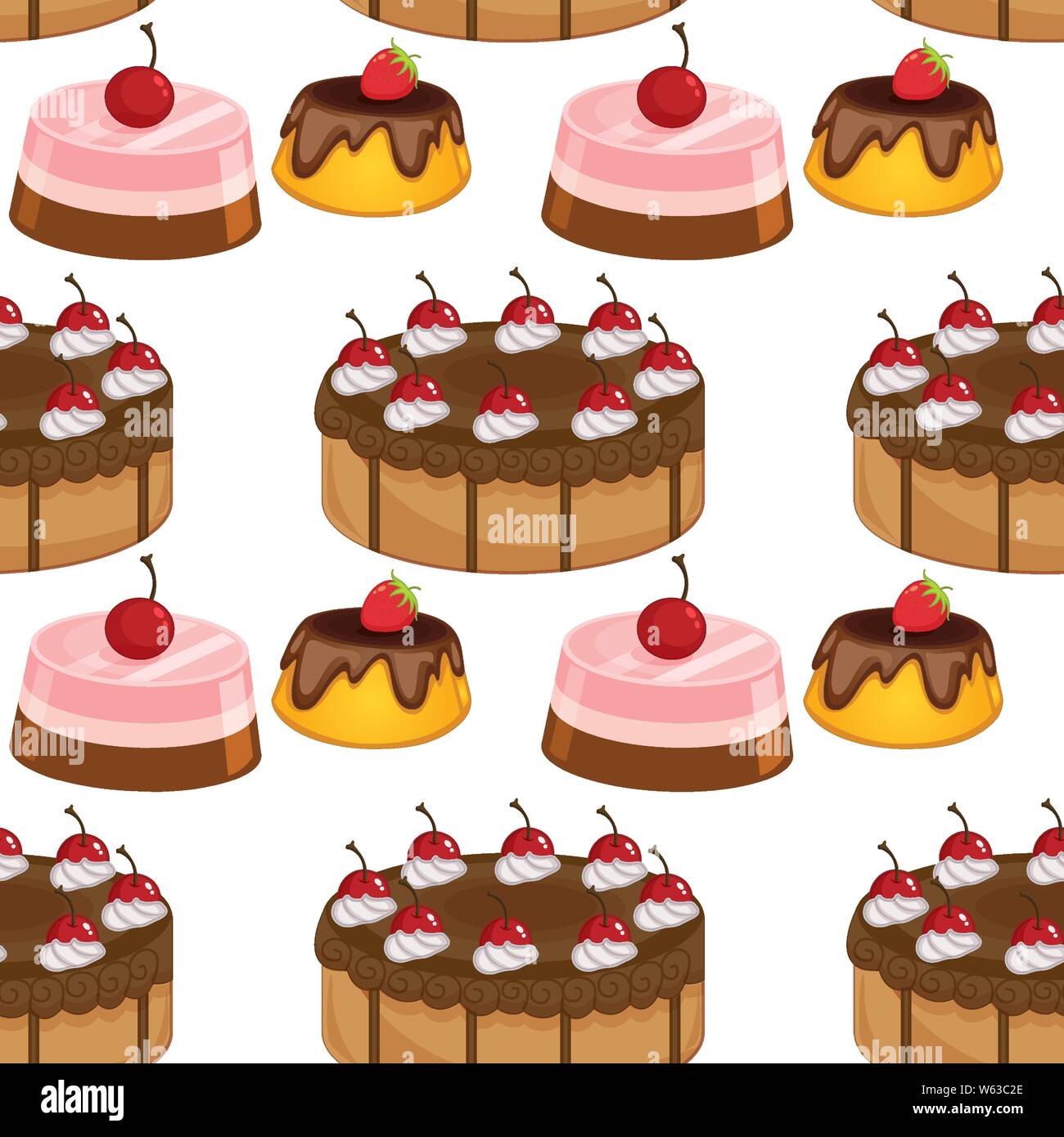 Seamless pattern tile cartoon with cakes illustration Stock Vector ...