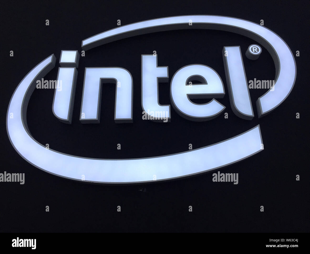 --FILE--View of a logo of Intel in Wuhan city, central China's Hubei ...