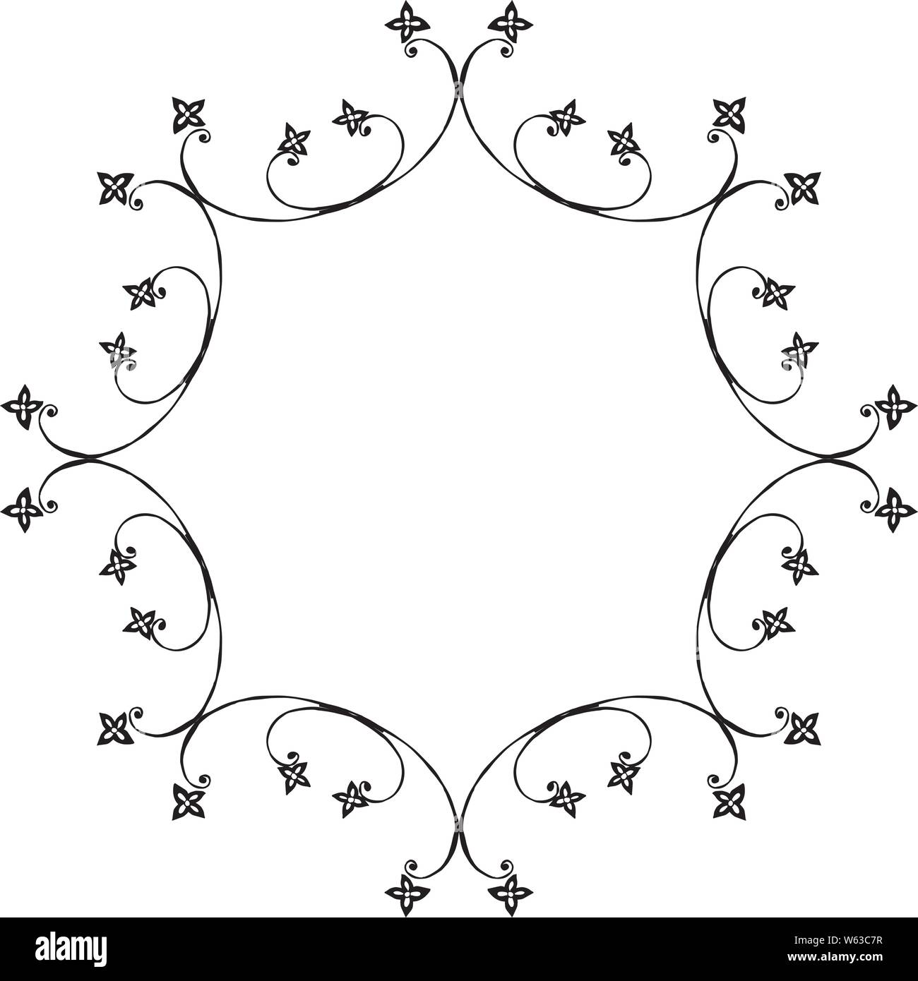 Beautiful floral frame, hand drawn design element in sketch style ...