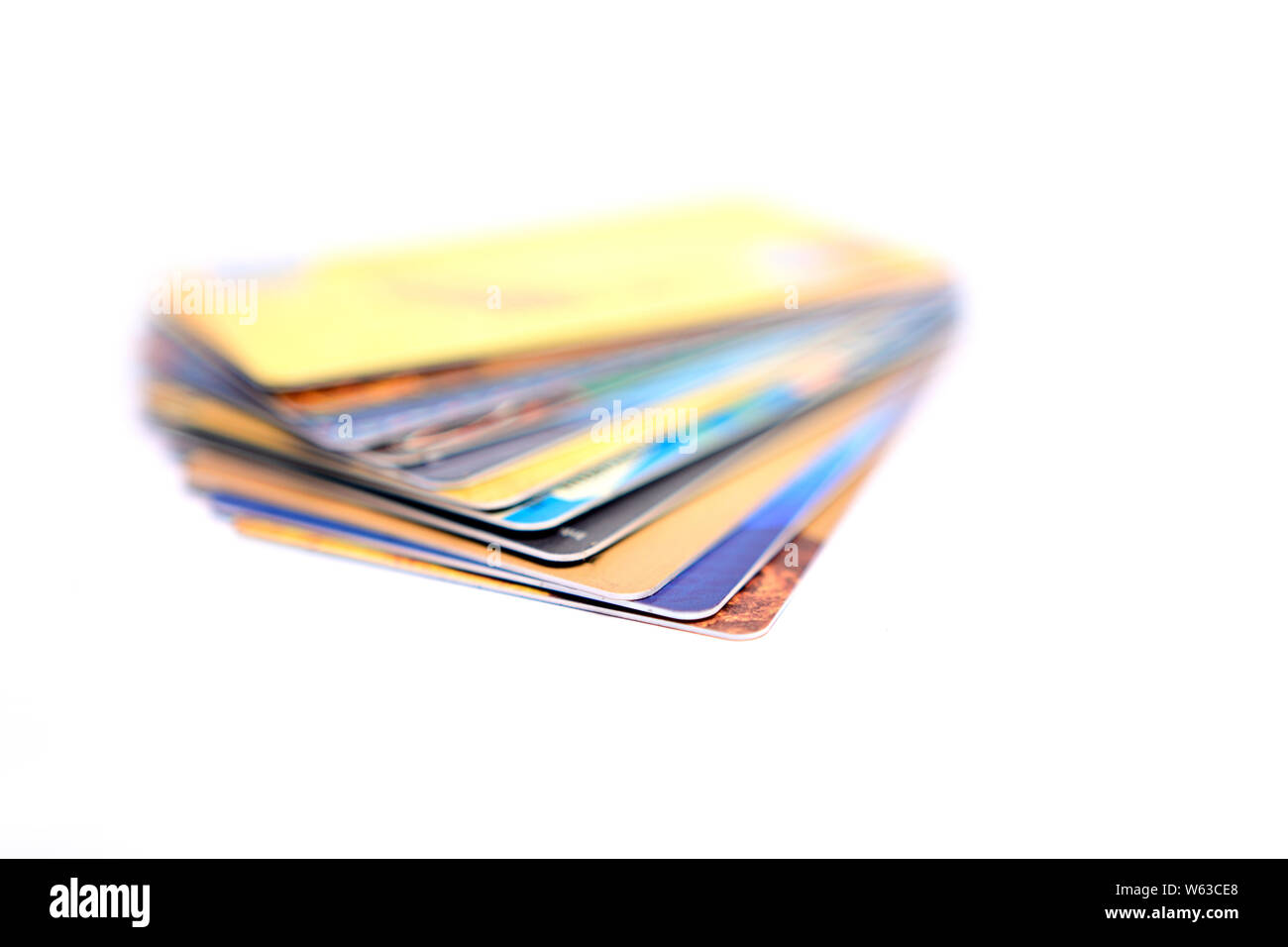 Credit cards on isolated white background Stock Photo - Alamy