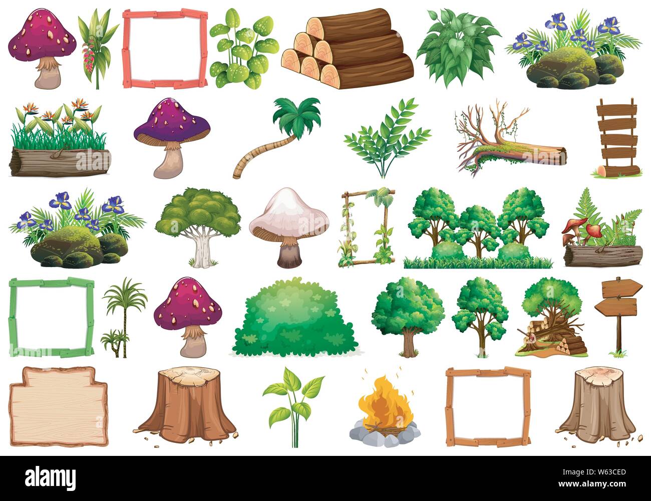 set of different nature objects illustration Stock Vector Image & Art ...