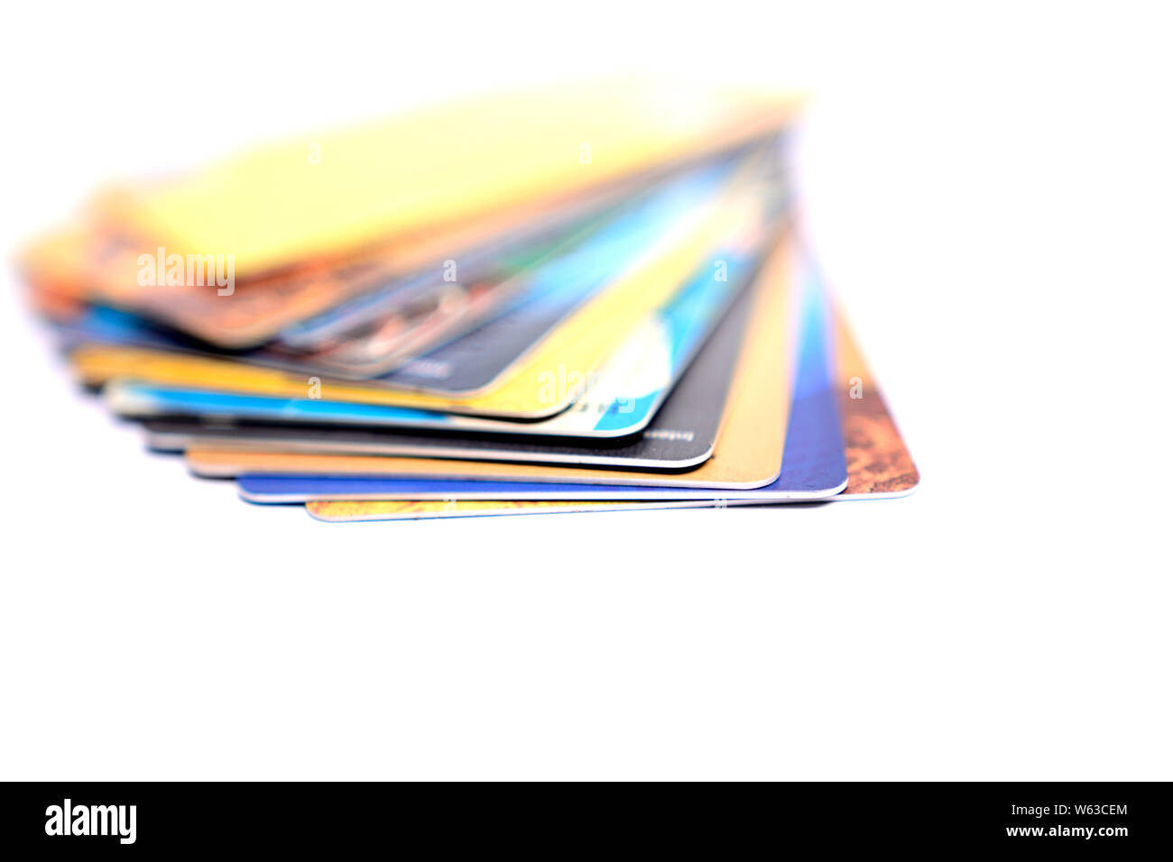 Credit cards on isolated white background Stock Photo - Alamy